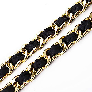 Jurxy Alloy Waist Chain Body Chain Weave Rope Winding Twist Chain for Women Waist Belt Pendant Belly Chain Adjustable Body Harness for Jeans Dresses - S size – Black and Gold
