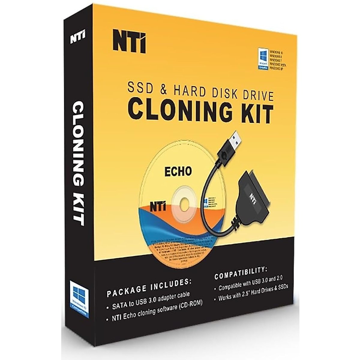 NTI Cloning Kit | New! Version 6 of NTI Cloning Software | Best for SSD and HDD Upgrades | Software via Download | SATA-to-USB Adapter Included for 2.5" SSD and HDD