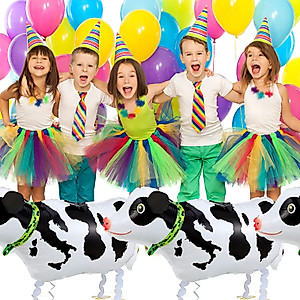 6 Pieces Walking Animal Balloons Foil Animal Air Walkers Pet Balloons Helium Farm Animal Balloons Party Decorations for Animal Theme Party Supplies Baby Shower Wedding Birthday Party Favors (Cow)