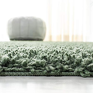 SAFAVIEH August Shag Collection 5'3" x 7'6" Green AUG200Y Solid Non-Shedding Living Room Bedroom Dining Room Entryway Plush 1.5-inch Thick Area Rug