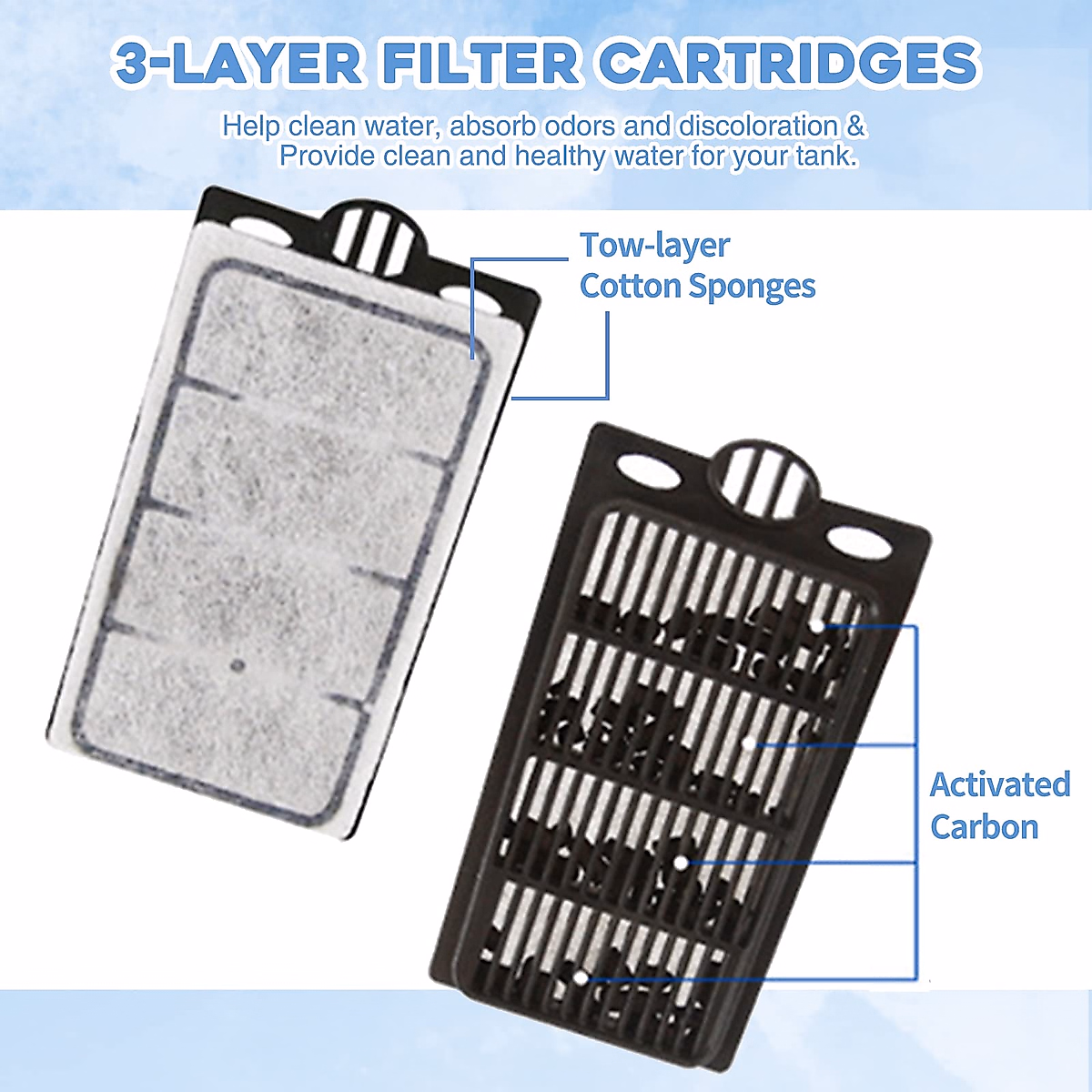 Moonorange Auqarium Filter Cartridges, Filter Replacement Plates, Turtle Tank Filter Sponges, Suit for 3.5W 280L/H Low-Water Filter. (Pack-8)