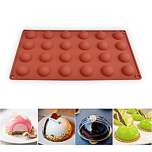 homEdge Mini 24-Cavity Semi Sphere Silicone Mold, 3 Packs Baking Mold for Making Chocolate, Cake, Jelly, Dome Mousse-Pay Atenntion to the Size