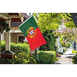 DANF Portugal Flag 3x5 Ft Thick Polyester, Fade Resistant, Brass Grommets, Canvas Header Portuguese National Flags with 3 X 5 Feet