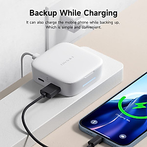 Hagibis Phone Backup Device Cube Auto Backup Photo Storage Photo Stick Picture Video Memory USB Backup Stick for iPhone 15 14 13 12 11 XS Pro Max Mini SE, iPad Pro/Mini, Samsung, Android and Tablet