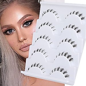 Lower Lashes 5 Pairs Clear Band Bottom Lashes False Eyelashes Natural Look Demi Wispies lashes Strip Eye Lashes Under Lashes Extensions Soft Handmade Fake Lashes Pack by Zenotti