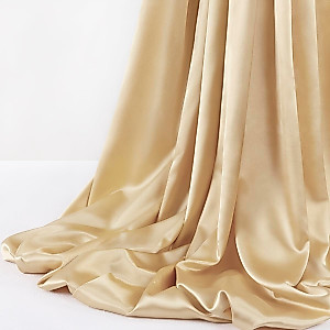 MLMW Christmas Champagne Satin Fabric 3 Yards 60" Wide Silky Charmeuse Satin Fabric by The Yard Continuous Fabric for Halloween Wedding Dress, Thanksgiving Party Decorations, Sewing, Backdrop