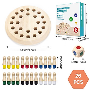 Wooden Memory Chess Matching Game: Family Board Games for Kids and Adults, Montessori Preschool Learning Educational Toy for Toddler 3 4 5 6 7 8+ Year Old, Birthday Gift for Boy Girl