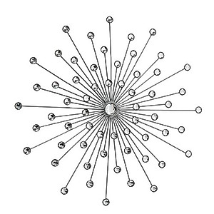WHW Whole House Worlds Brilliant Burst Wall Decor, Silver Metal, Powder Coated Iron, Inset Acrylic Faux Diamonds, Integrated Keyhole Hanger, 19 Inches Diameter, 1.25 Deep, Height 1.1
