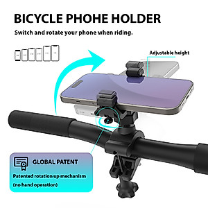 UPPEL Bike Phone Mount 360° Rotatable Bike Phone Holder Universal Cell Phone Bicycle Stand for iPhone and More 3.5-7 inch Cellphone - 2.1-3.5 in Width-Black