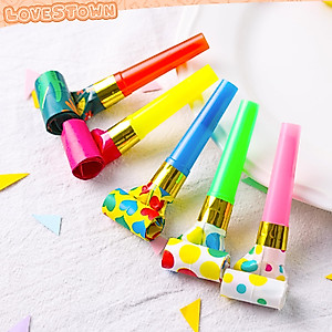 LovesTown 40PCS Party Blowers, Colorful Birthday Noisemakers Birthday Blow Horns Party Whistles New Years Party Noisemakers Party Blowouts