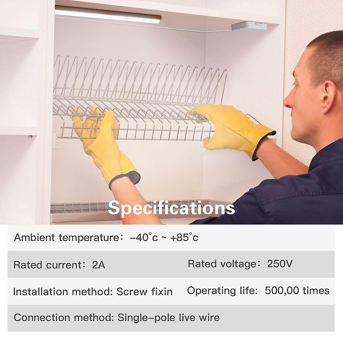 Helunsi Cabinet Door Lamp Switch, 2 Pack Door Switches for Closet Light, ON Off Normally Closed Wardrobe Touch Activated Switch, for Open Close Sliding Pressure Doors Drawers Automatic Switch - White