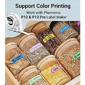 Label Maker Machine with Tape - P12 Portable Bluetooth Label Maker for Storage, Office, Home, Organizing, Sticker Maker Mini Label Maker with Multiple Templates, with 12mm x 4m Black on White Label