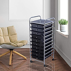 Giantex 10 Drawer Rolling Storage Cart Scrapbook Paper Office School Organizer (Black)