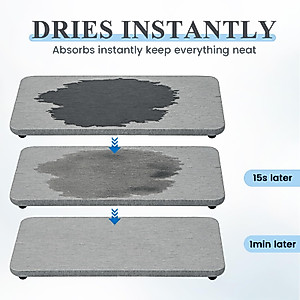 Water Absorbing Stone Tray For Sink,2 Pack Instant Dry Sink Organizer Bathroom,Fast Drying Stone Sink Tray,Fast Drying Sink Caddy（Grey)