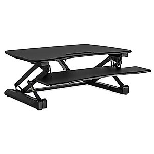Mount-It! Electric Standing Desk Converter | Motorized Sit Stand Desk with Built in USB Port | Ergonomic Height Adjustable Workstation | Black (MI-7927E)