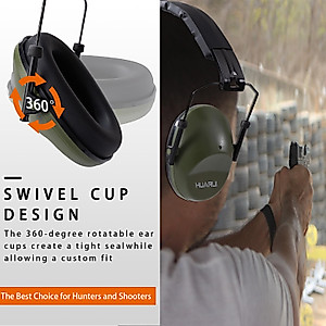 HUARUI Noise Canceling Ear Muffs, Shooting Ear Muffs,Shooters Ear Protection (Green)