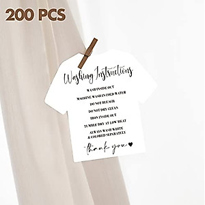 200 PCS T Shirt Washing Instruction Cards, Clothes Cleaning Care Instruction Insert Customer Direction Card for Small Business Online Shop Owner (3.6” x 3.4”)