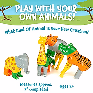 Magnetic Mix or Match Jungle Animals Toy Play Set, 16 Pieces