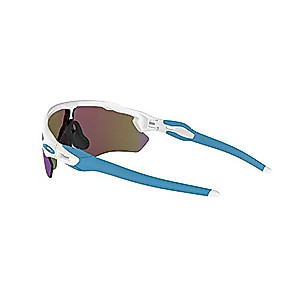 Oakley Men's OO9208 Radar EV Path Rectangular Sunglasses, Polished White Blue/Prizm Sapphire, 38 mm