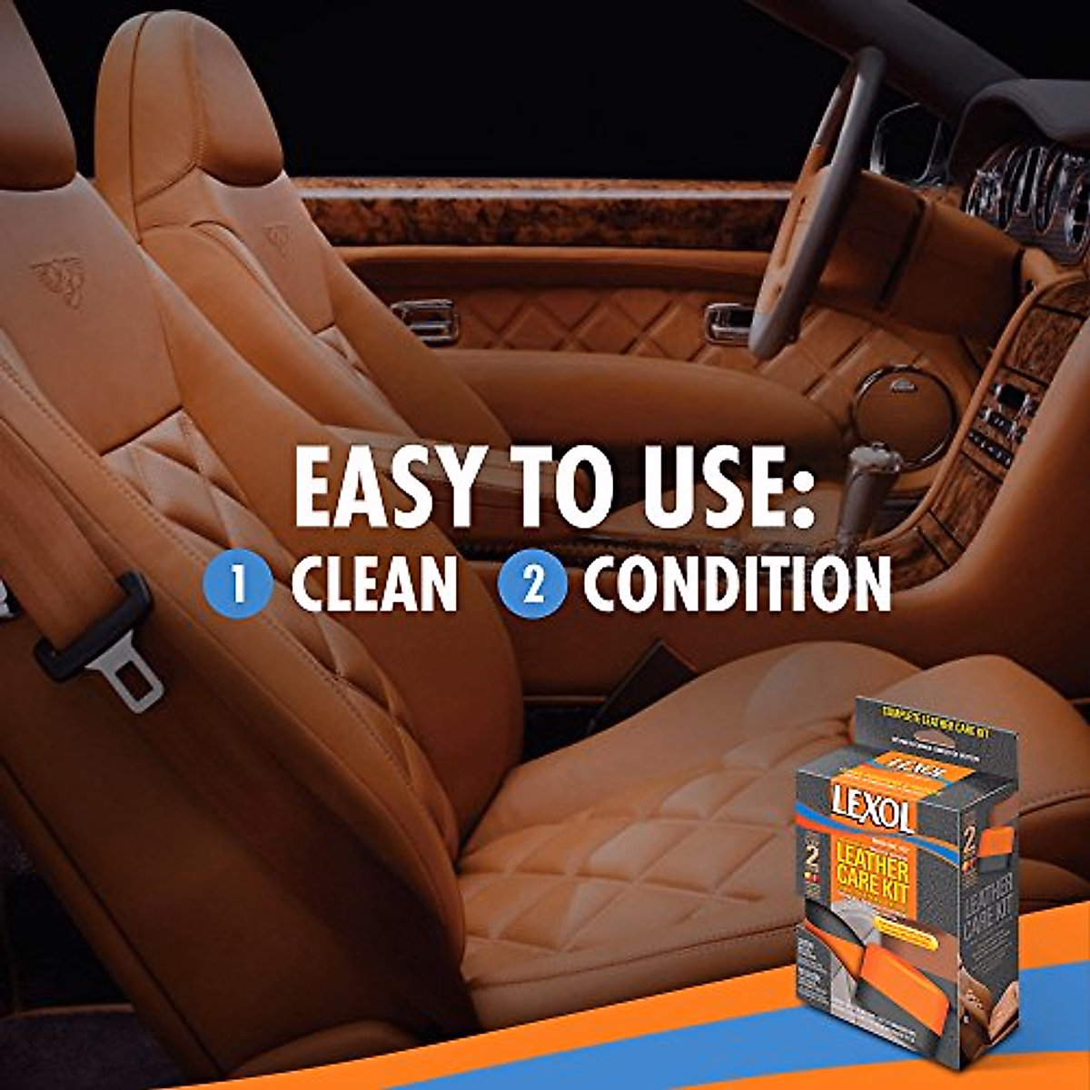 Lexol Leather Conditioner and Cleaner, 2-Step Leather Care Sponge Kit, Use on Car Leather, Furniture, Shoes, Bags, and Accessories