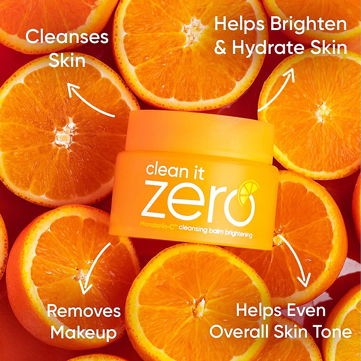 BANILA CO Clean it Zero Mandarin-C Cleansing Balm Brightening - Refreshing Makeup Remover with Vitamin C & Citrus Extracts, Korean Skincare for Glowing Complexion,Made to Brighten Dull Skin Types - 100ml/3.38 fl oz