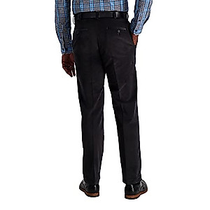 Haggar mens Stretch Corduroy Expandable Waist Classic Fit Flat Front Casual Pants, Dark Grey, 32W x 32L US
