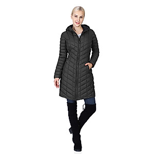 Outdoor Ventures Women's Hooded Lightweight Warm Winter Long Puffer Jacket-Medium,36"