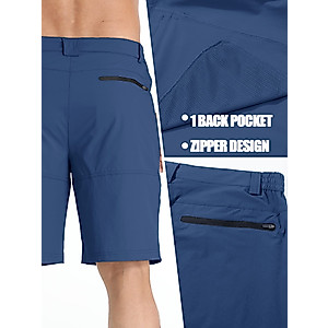TACVASEN Mens Hiking Cargo Shorts Outdoor Casual Ligtweight Quick Dry Water Resistat Breathable Fishing Camping Shorts Blue, 36