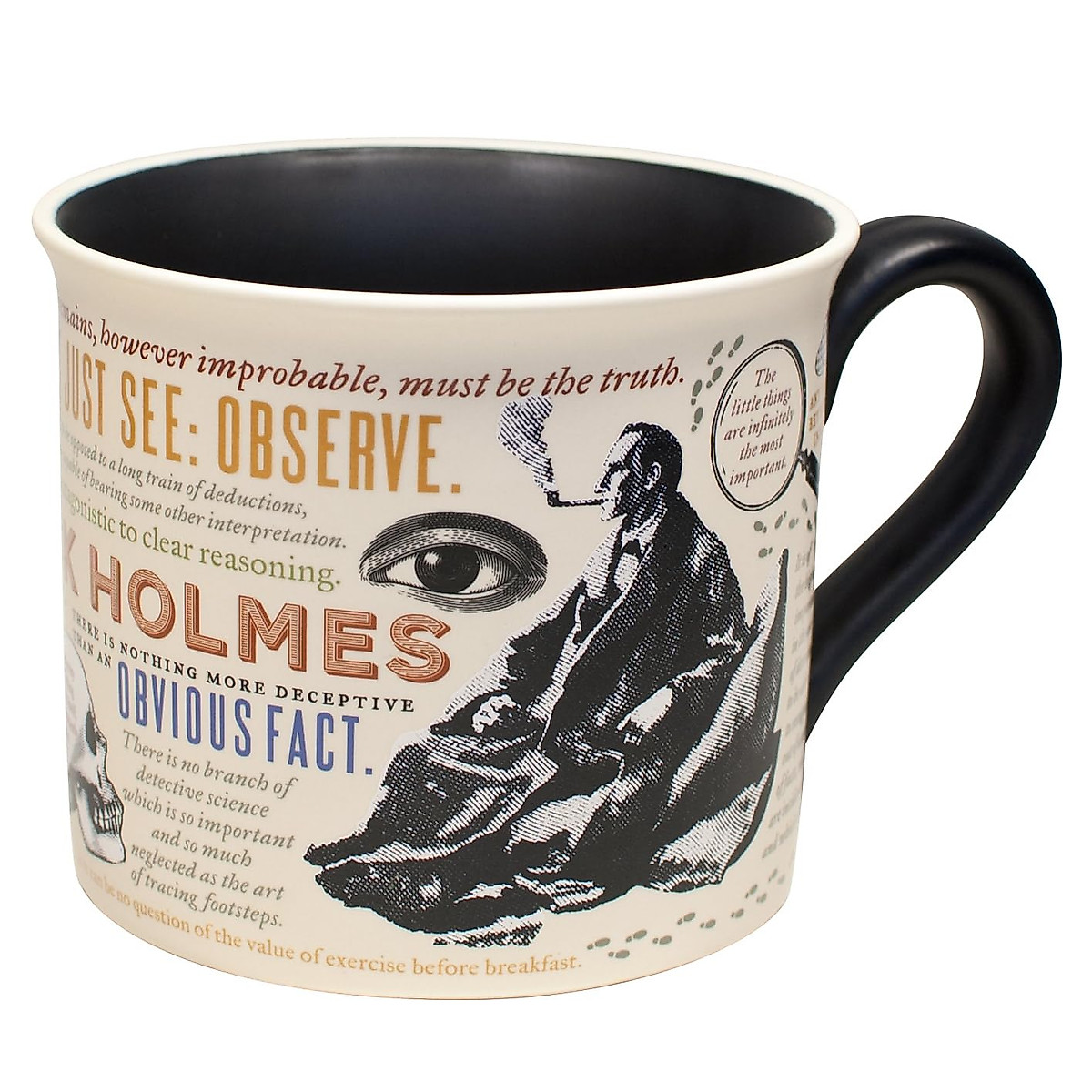 The Unemployed Philosophers Guild Sherlock Holmes Coffee Mug - Featuring Quotes from the Famous Detective, Rules of Deduction, Intriguing Images, and More, Comes in a Fun Box, 14 oz.