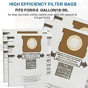 12 Pack Type E & Type H Replacement 90661 90671 CMXZVBE38767 Vacuum Dust Bags Compatible with Shop Vac CRAFTSMAN 5-8 Gallon Wet Dry Vacuum