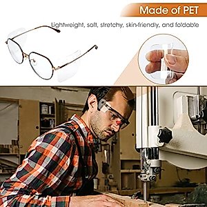 20 Pairs Clear Stretchy Lightweight Glasses Slip-on Side Shields Fit Most Glasses Frames for Minimizing the Injuries to the Eyes from Windblown Particulates Sand and More，20 pack