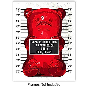 Gummy Bear Mugshot Set - Funny Contemporary Andy Warhol Style Aesthetic Room Decor, Wall Decoration - Unique Cool Gift for Modern Pop Art Fans - Original 8x10 UNFRAMED Poster Picture Print