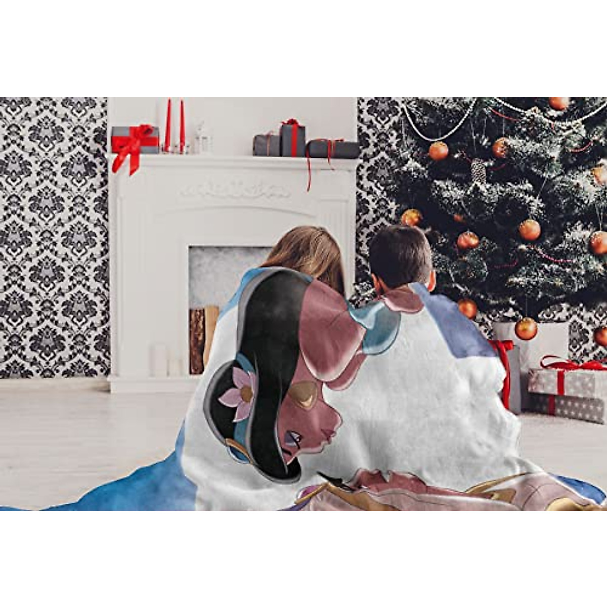 Northwest Aladdin Micro Raschel Throw Blanket, 46" x 60", Moonlight Lovers