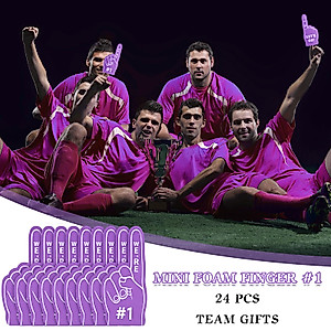 Sinmoe 24 Pcs Mini Foam Finger Sport Fan Foam Mini Finger, We're #1 Sports Themed Party Supplies for Baseball Basketball Soccer Events Team Gifts(Purple)