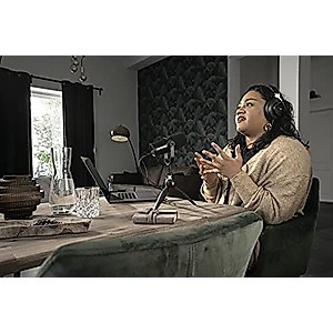 Shure MV7 USB Microphone with Tripod, for Podcasting, Recording, Streaming & Gaming, Built-in Headphone Output, All Metal USB/XLR Dynamic Mic, Voice-Isolating Technology, TeamSpeak Certified - Black