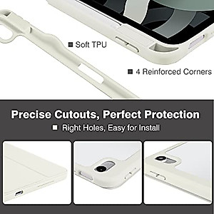 iPad Air 5/4 Case, iPad Air 5th/4th Gen Case for 10.9 Inch 2022/2020 Model, Auto Wake/Sleep Cover, Protective Cover with Pencil Holder, Clear Transparent Back Shell, Smart Trifold Stand (White)