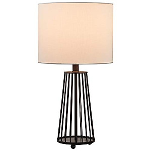 Amazon Brand – Stone & Beam Modern Farmhouse Metal Base Desk Table Lamp with Light Bulb - 11.5 x 11.5 x 22 Inches, Matte Black