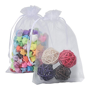 joycraft 50Pcs Organza Bags, 4x6 inch Gift Favor Bags, White Wedding Favor Bags, Jewelry Pouches with Drawstring, Mesh Bags Drawstring for Jewelry, Festival, Makeup, Candy, Desserts