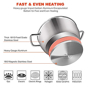 Duxtop Portable Induction Cooktop, Countertop Burner Induction Hot Plate & Professional Stainless Steel Cooking Pot, 5.7-Quart Stock Pot with Glass Lid, Impact-bonded Technology