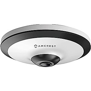Amcrest Fisheye IP POE Camera, 360° Panoramic 5-Megapixel POE IP Camera, Fish Eye Security Indoor Camera, 33ft Nightvision, IVS Features and People Counting, MicroSD Recording, IP5M-F1180EW-V2 (White)
