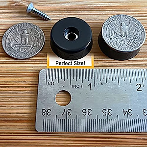 16 Cutting Board Rubber Feet with Stainless Steel Screws & Washer, (Size: 1” W x 0.35” H), Premium Soft Grips for Appliances, Furniture, Electronics - Non Marking, Non Slip, Anti-Skid Material