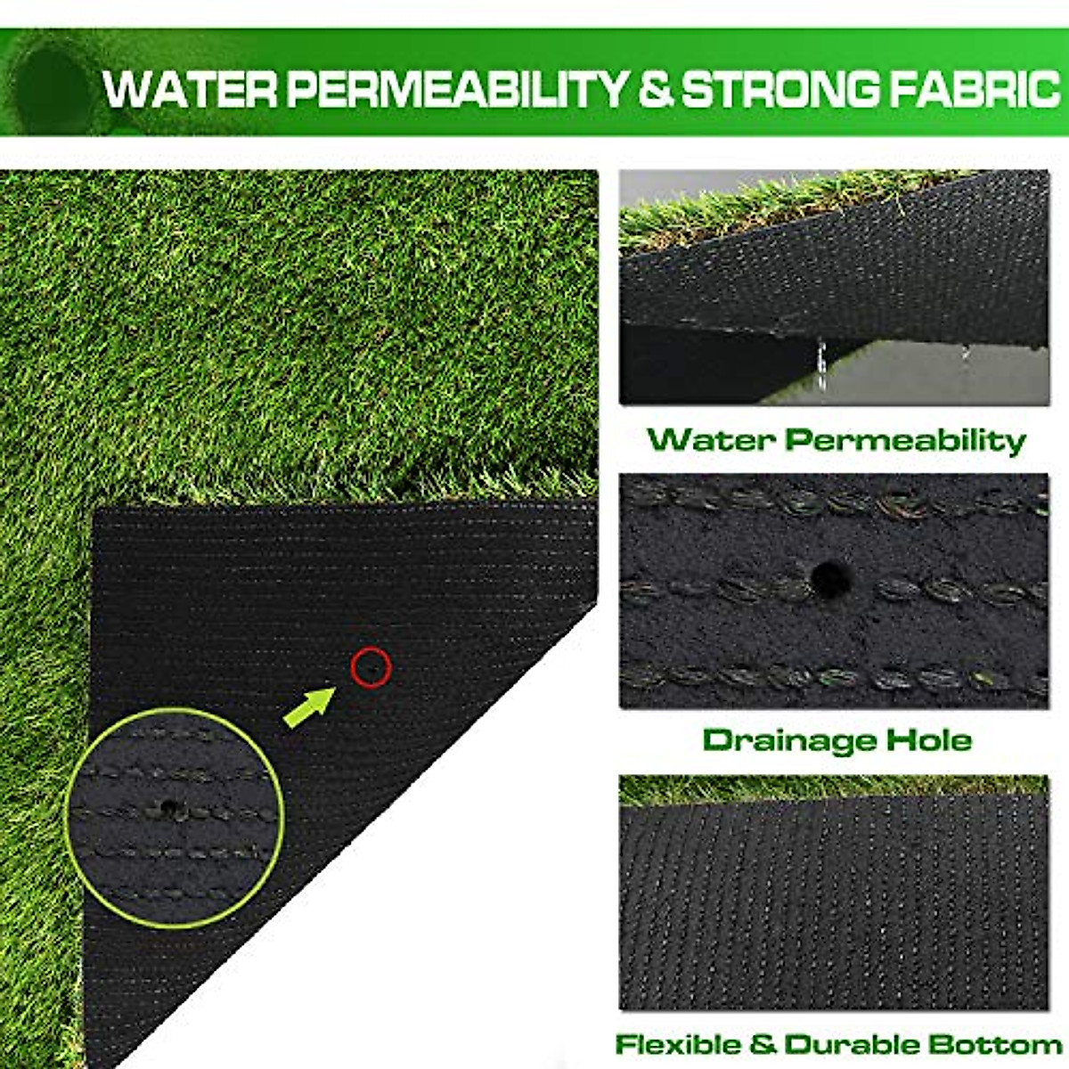 XLX TURF Realistic Artificial Grass Rug Indoor Outdoor - 3ft x 5ft, Thick Synthetic Fake Grass Dog Pet Turf Mat for Garden Lawn Landscape