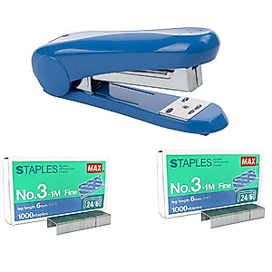 MAX No.3-1M Flat Clinch Staples (24/6) for Office Stapler - 4 Boxes (4,000-Staples)