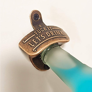 AYRXG 2 Pcs Wall Mounted Bottle Opener Vintage Beer Bottle Opener Suitable for Bars KTV Hotels Homes(Red bronze，Black)