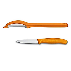 Victorinox VIC-7.6075.7606.9US1 Swiss Classic Pillow Packs Serrated Peeler & 3¼" Paring Orange