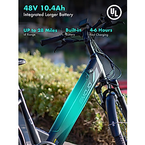 EMOJO Panther Pro 500W Step Through Electric Cruiser Bike for Adults 26 Inch Fat Tire E Bike 20MPH 28 Miles Pedal Assist E Bicycle with 48V 10Ah Lithium Battery 7 Speed and LCD Display (White)