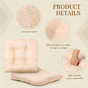 Thyle 10 Pcs Outdoor Cushions Tufted Seat Cushions, 19 x 19 Inches Water Resistant Square Patio Seat for Outdoor Patio Furniture(Cream Color)