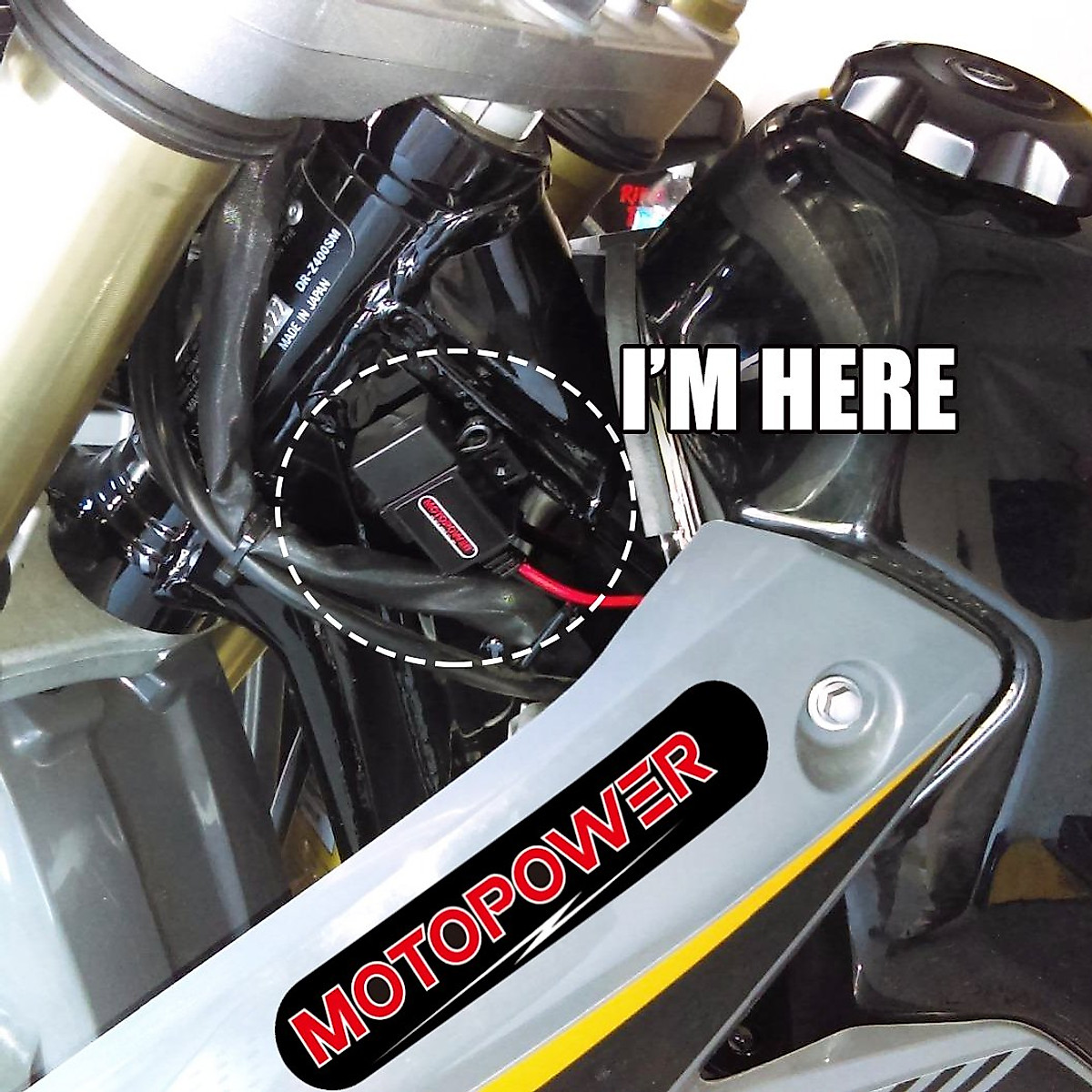 MOTOPOWER MP0609A 3.1Amp Motorcycle USB Port Kit SAE to USB Adapter On Motorcycle