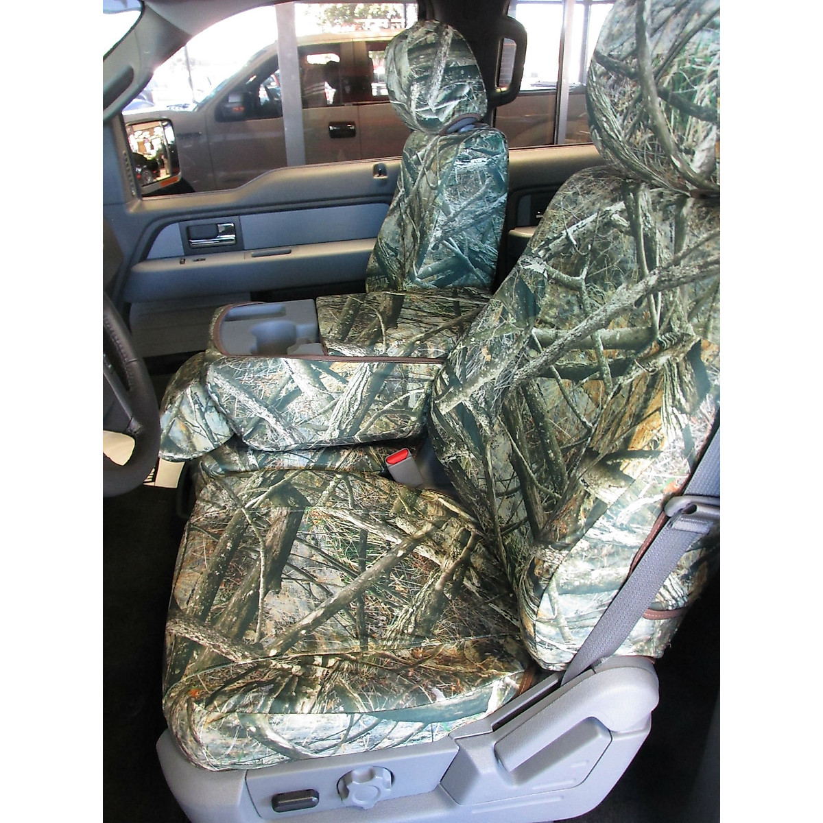 Durafit Seat Covers Made to fit 2011-2014 Ford F150-F550 Front 40/20/40 Split Seat Custom Seat Covers, Opening Console Lost at Camo Endura