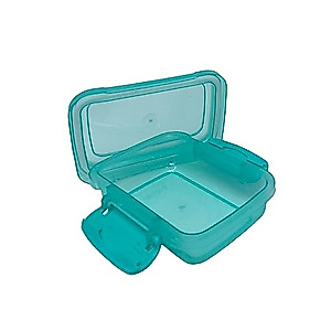 CLRA Set of 6 Plastic Snack Containers with Lock-Top Lids Mini Small Snap Lock Storage Containers 3 White & 3 Turquoise with BONUS Aolani Gift.
